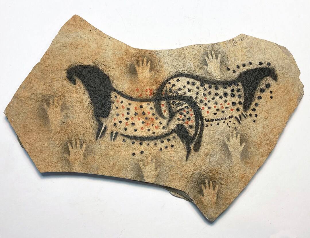 Pech Merle Ponies Primitive Art Painting on Stone - Etsy
