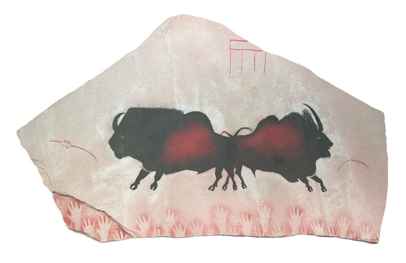 Crossed Bison Lascaux Cave Painting on Hanging Stone - Etsy