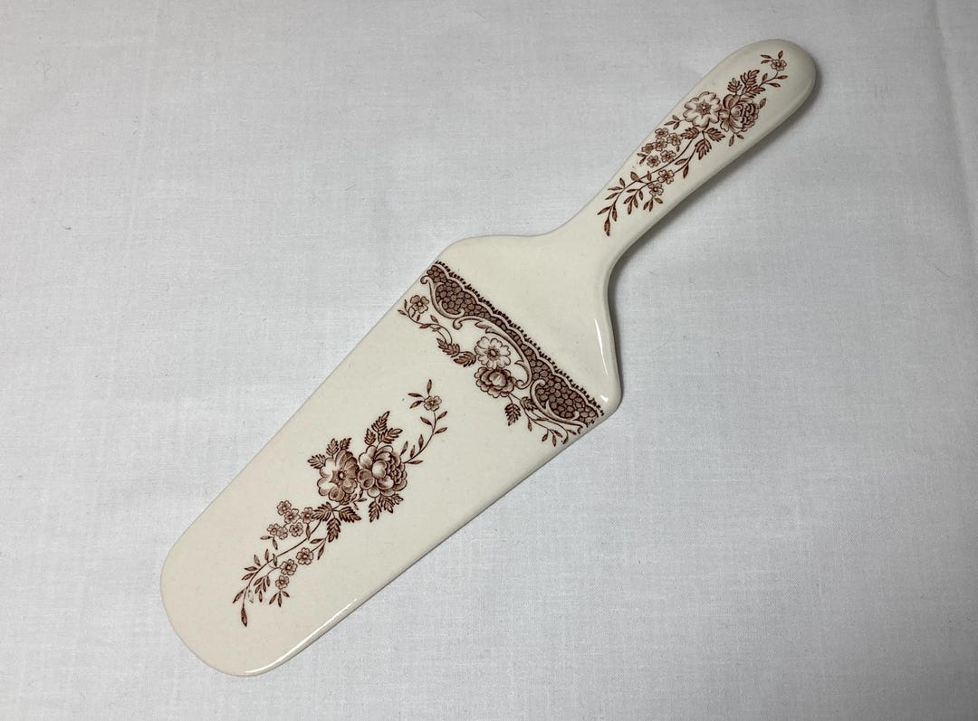 Vintage Porcelain Pie Lifter Cake Server Royal Tudor Barker Bros. Brown ...