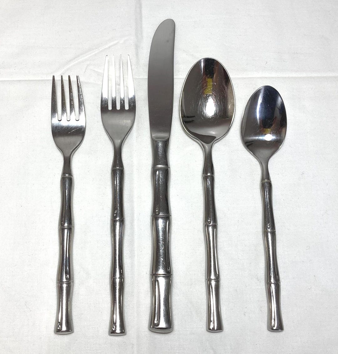 25pc Vintage Oneida Achievement TEMPURA Bamboo 18/8 Stainless Flatware ...