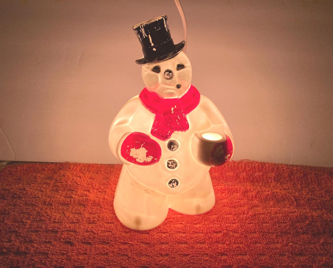 Vintage 1950s Christmas Royalite Hard Plastic Snowman Light 7.5 ...