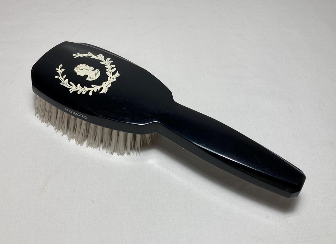 Vintage 1940's 1950s Lucite Cameo Hair Brush Black W/ Nylon Bristles by ...