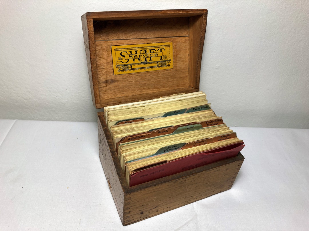 Vintage Swift Oak Dovetail Wood Recipe Box Full of Advertising - Etsy