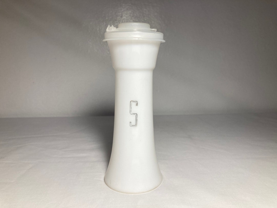 Vintage Tupperware 6" Hourglass Salt Shaker 718 White With Silver ...