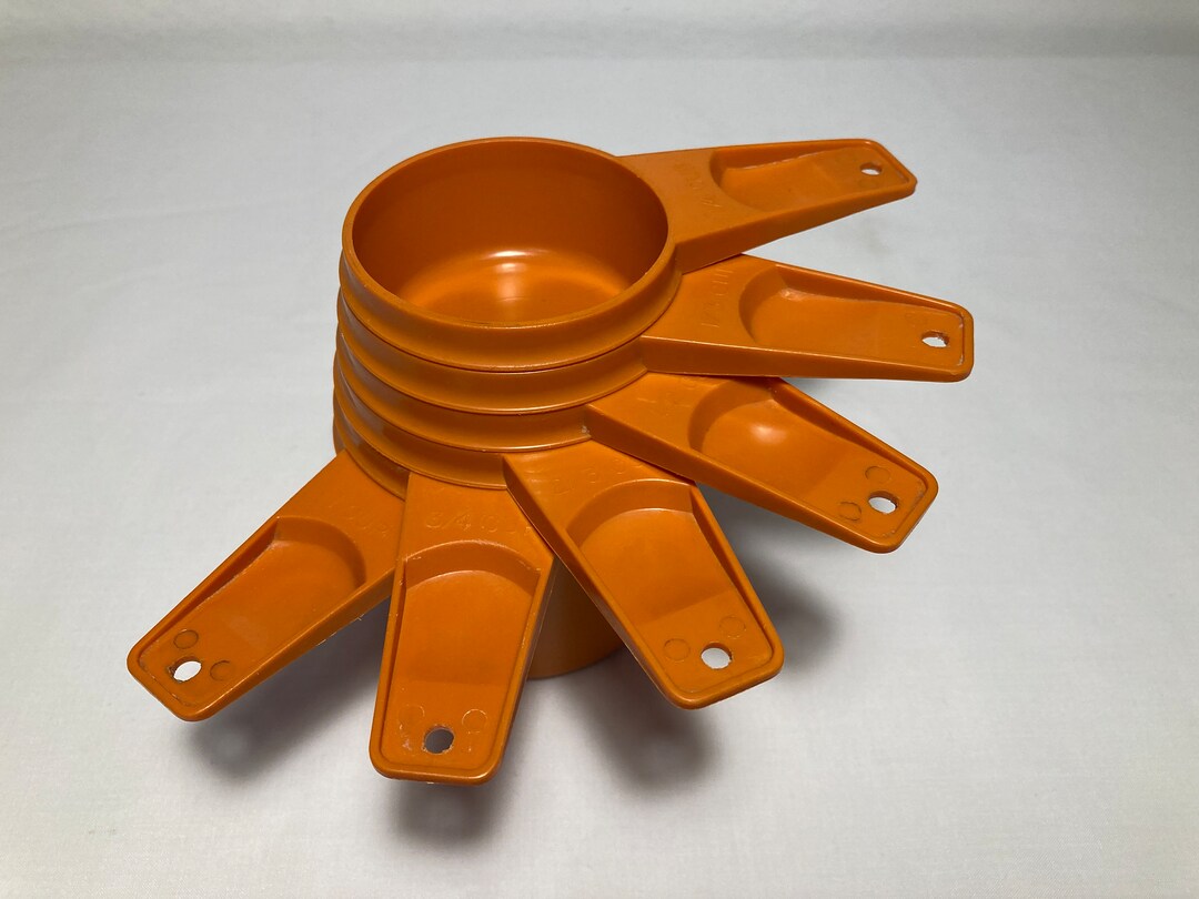 Vintage Harvest Orange Tupperware Measuring Cups Complete Set of 6 ...