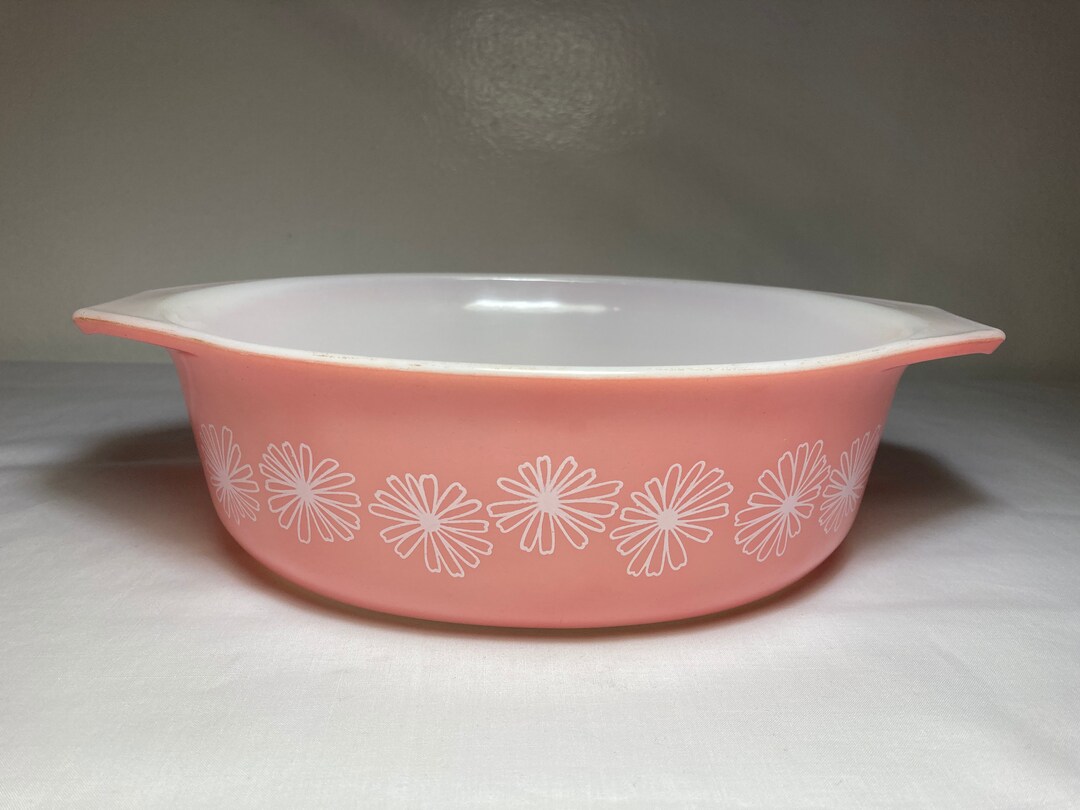 Vintage Pyrex Pink Daisy 043 1 1/2 Quart Oval Casserole Baking Dish ...