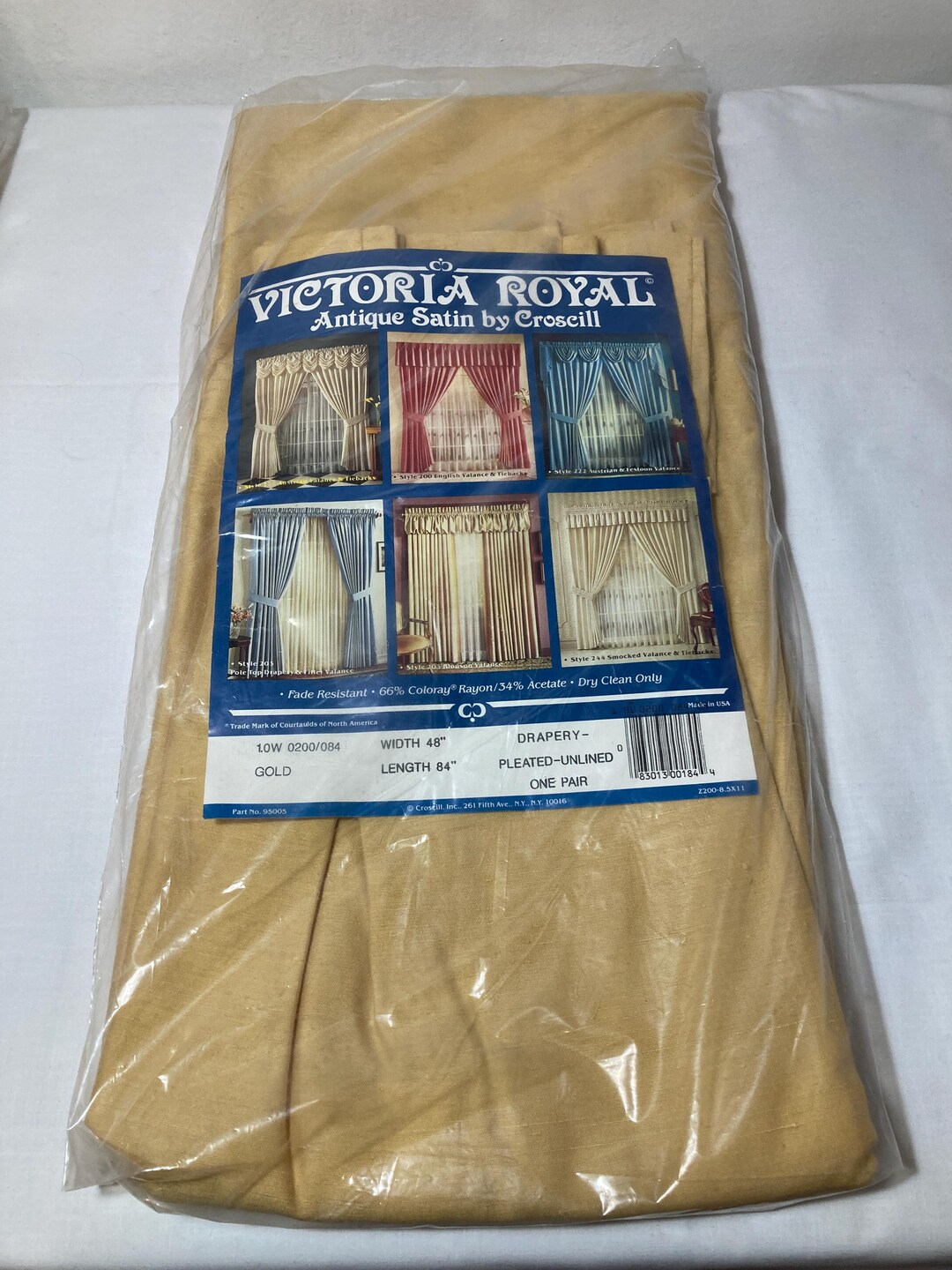Vintage NOS Croscill Victoria Royal Antique Satin Drapes Draperies Gold ...
