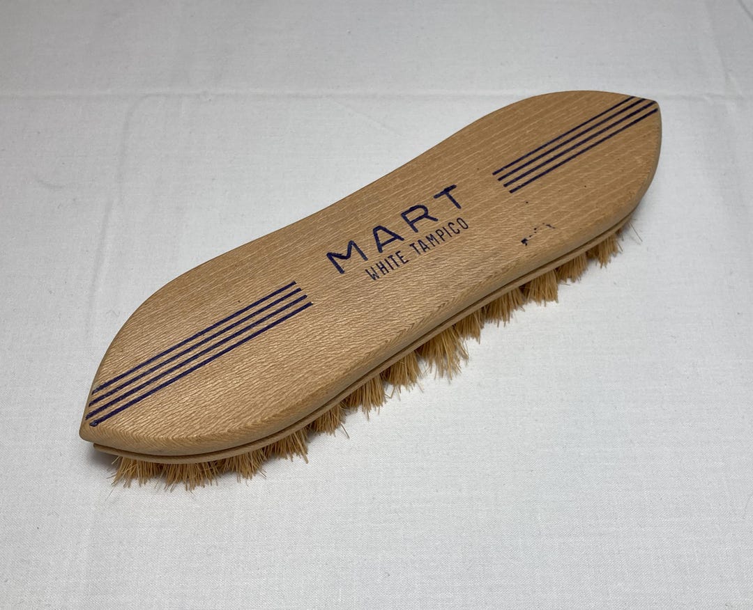 Vintage NOS Art Deco Wood Handled Scrub Brush Mart White Tampico Unused ...