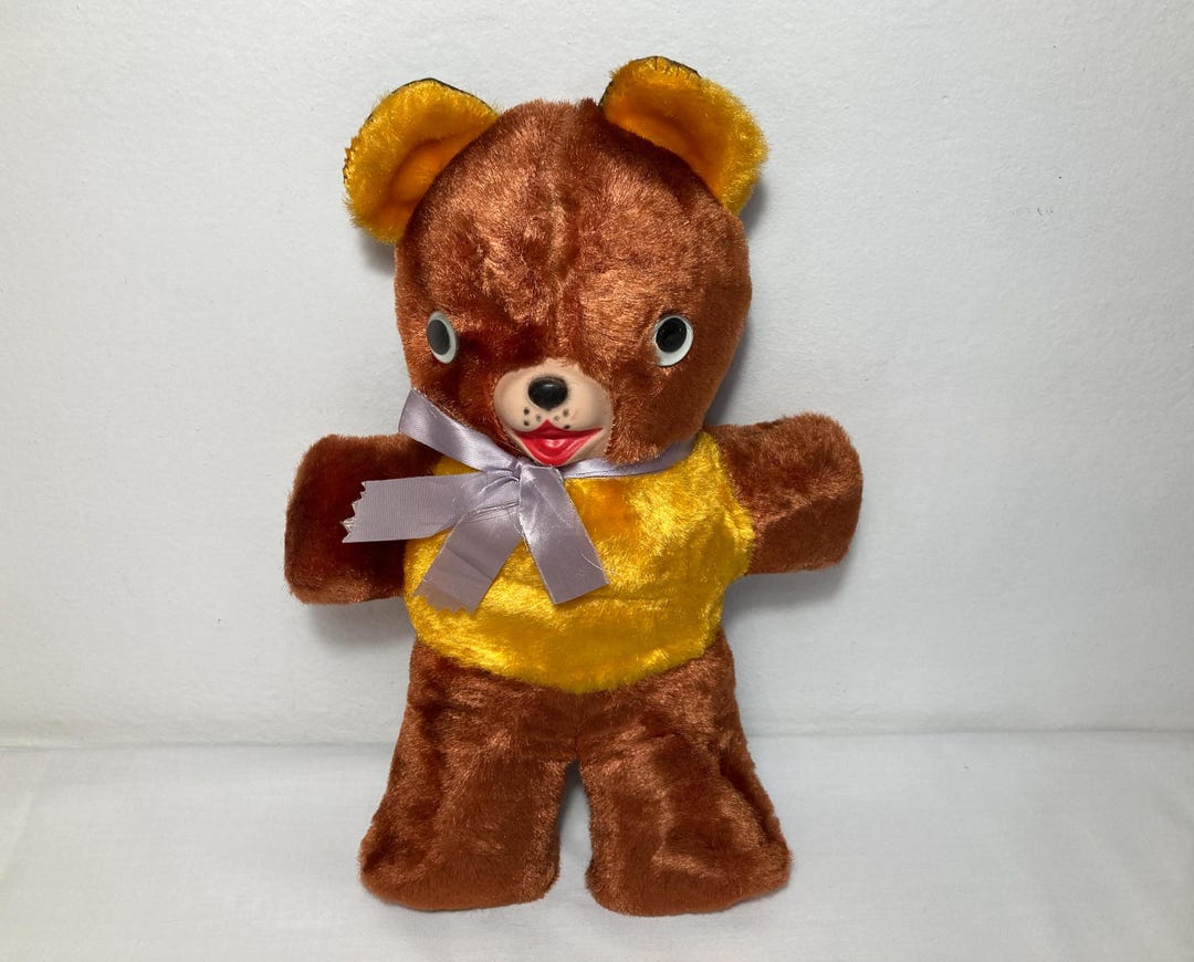 Vintage 1960's Plush Rubber Snout Teddy Bear W/ Googly Eyes 13.5 Gold ...
