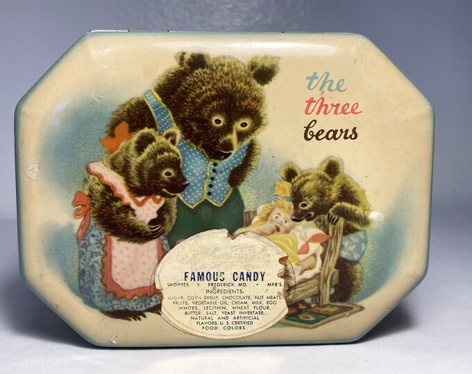 Vintage 1940's the Three Bears Litho Candy Tin From Barbara Fritchie ...