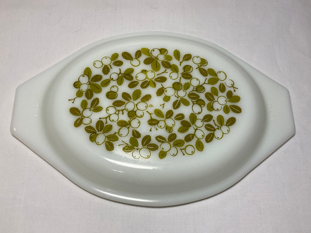 Vintage Pyrex Verde Green Olive Pattern Casserole Dish Lid only 943C 1 ...