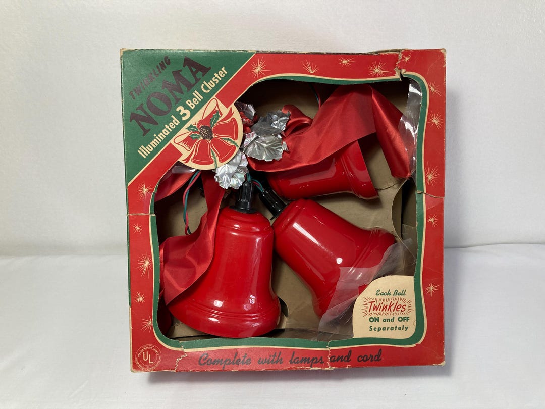 Vintage Noma Illuminated 3 Bell Cluster Christmas Decoration - Working ...