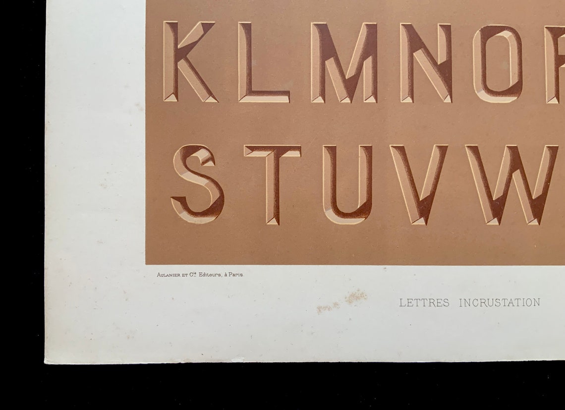 Rare 1885 TYPOGRAPHY ALPHABET Chromolithograph Antique Print Folio ...