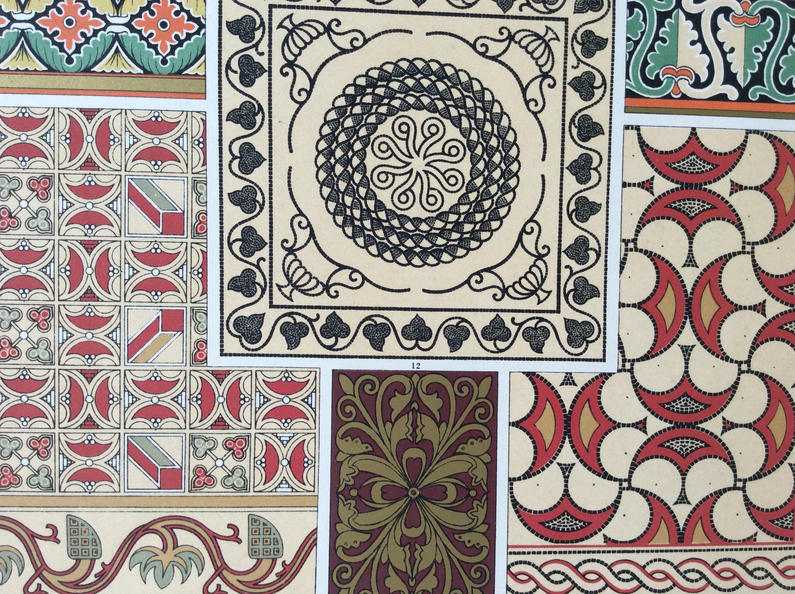 1885 L’ornement Polychrome Decorative Antique Chromolithograph Middle ...