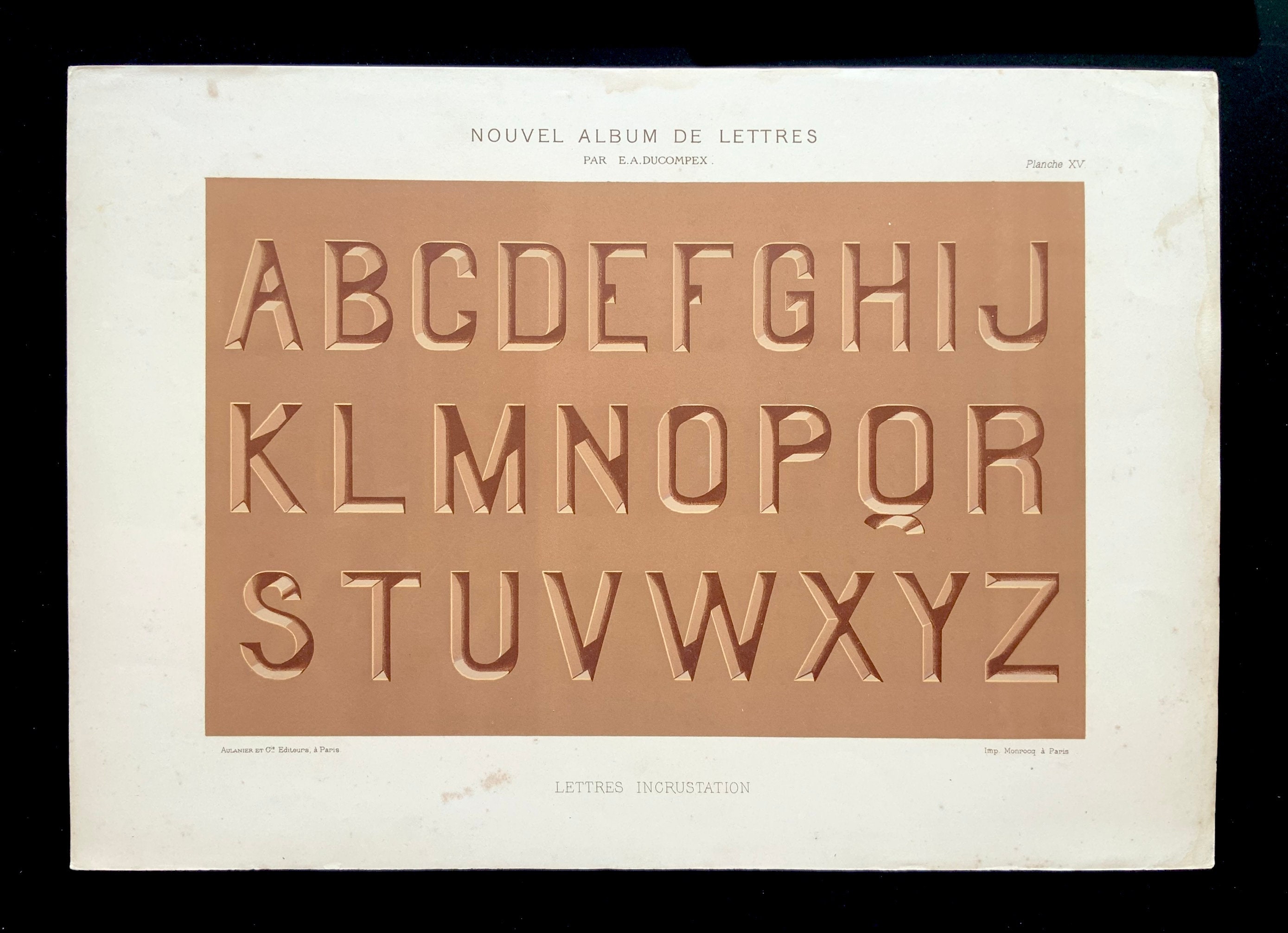 Rare 1885 TYPOGRAPHY ALPHABET Chromolithograph Antique Print Folio ...