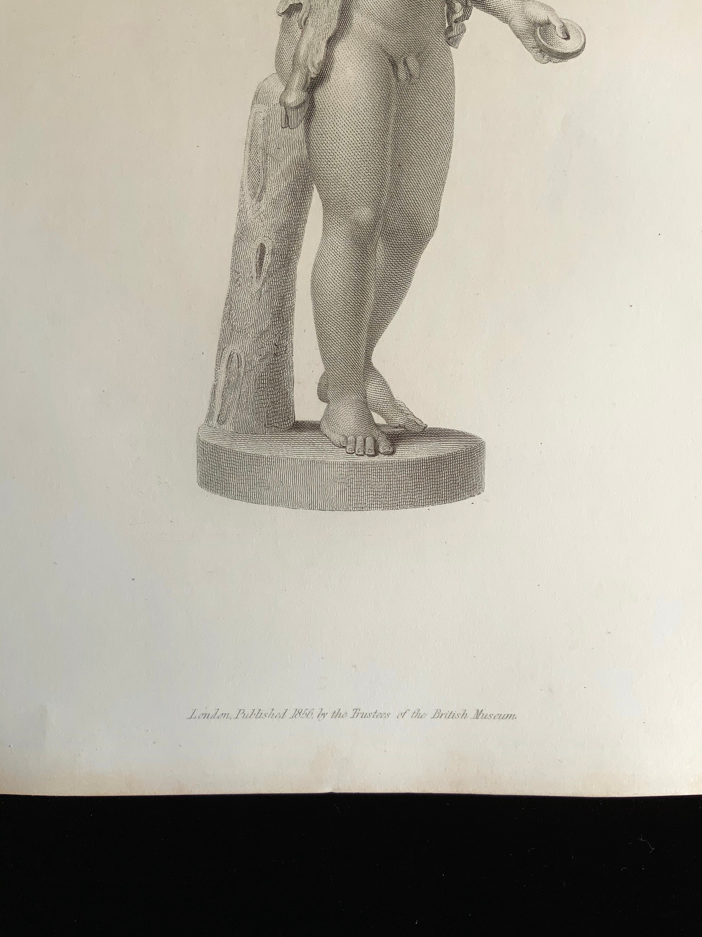 Antique Print 1856 STATUE Young BACCHUS 200yr Old Antique Engraving ...