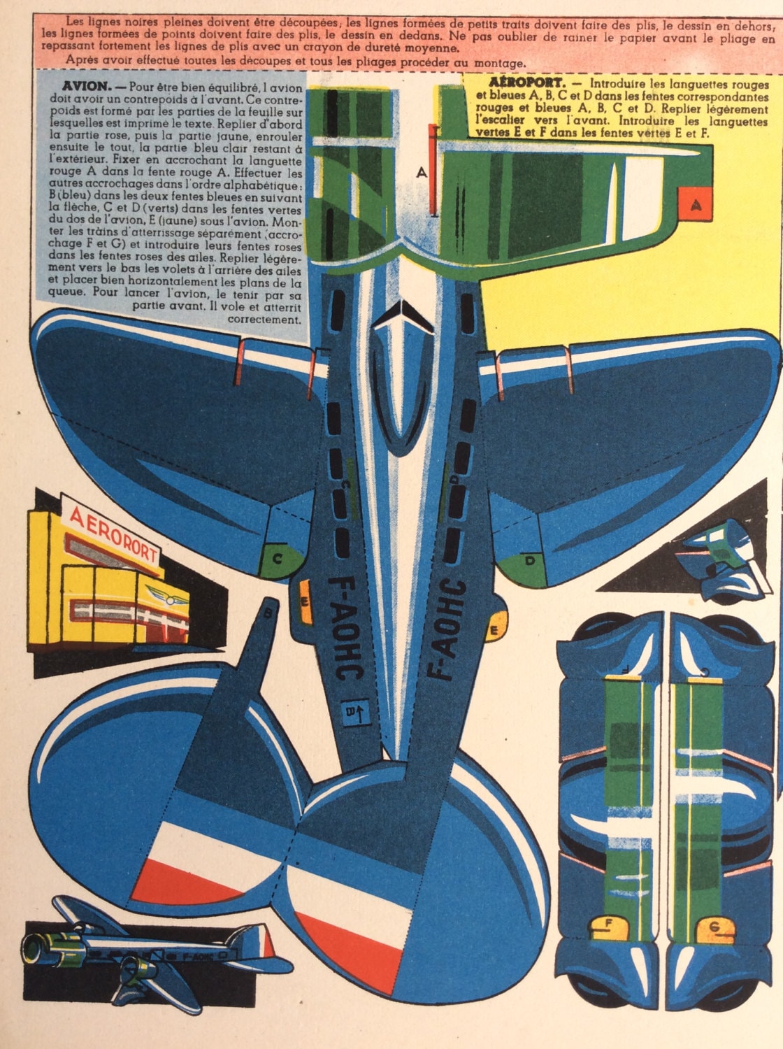 Vintage 1930s FRENCH CUT OUT Paper Model Airport Aeroport - Etsy