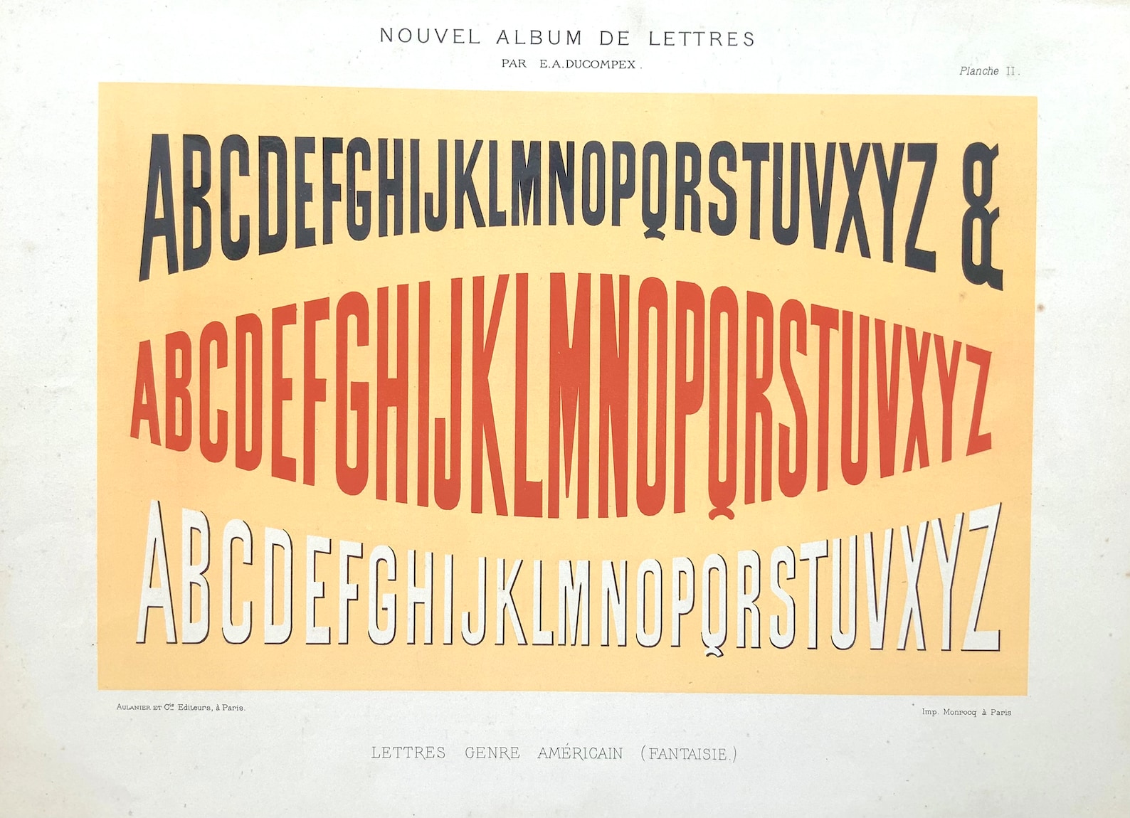 Rare 1885 TYPOGRAPHY ALPHABET Chromolithograph Antique Print Folio ...