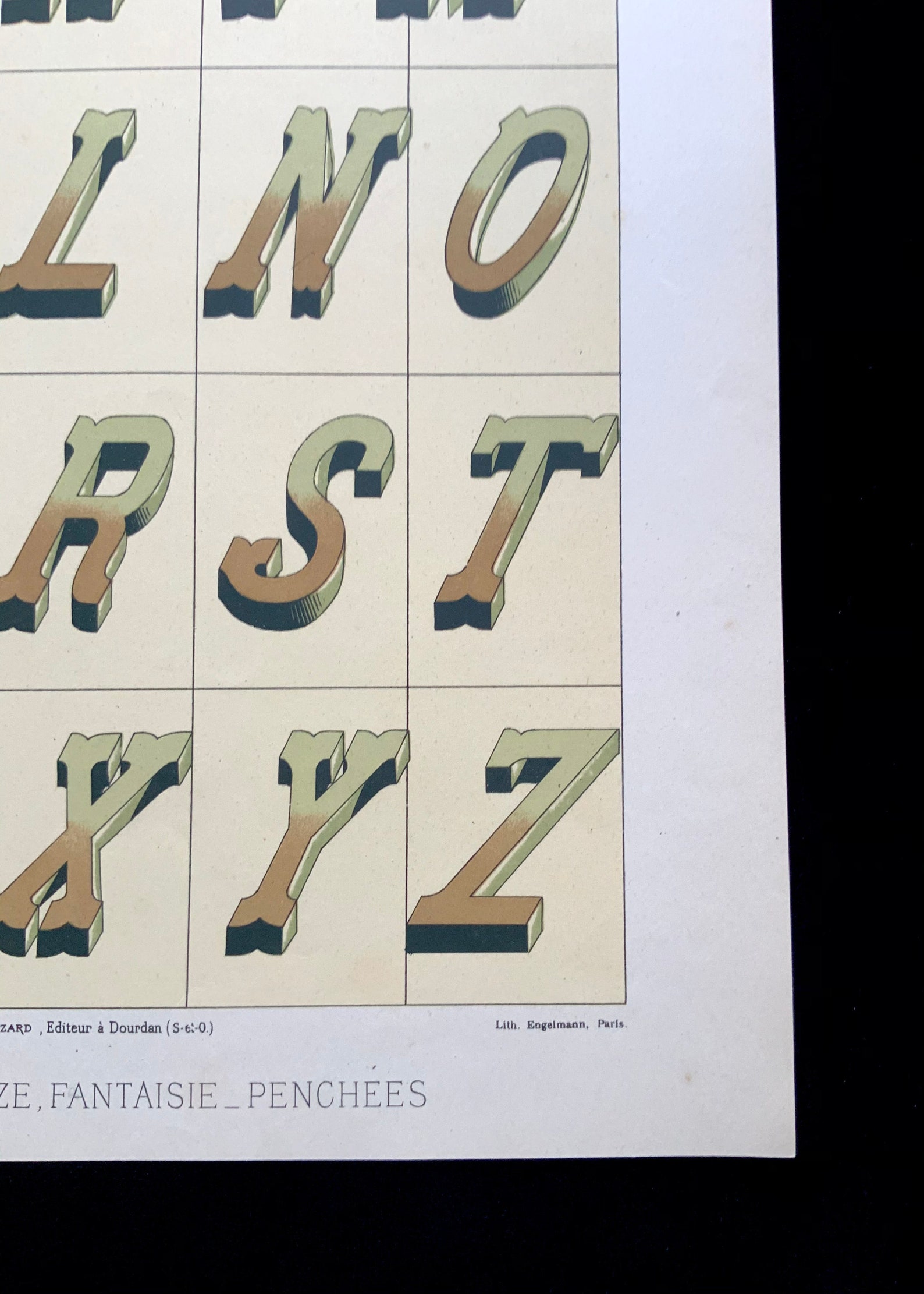 Rare 1900 TYPOGRAPHY ALPHABET Chromolithograph Antique Print Folio ...