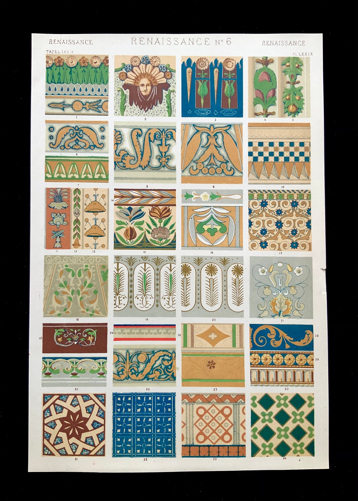 RENAISSANCE Antique Print 1856 DECORATIVE Art Chromolithograph ...