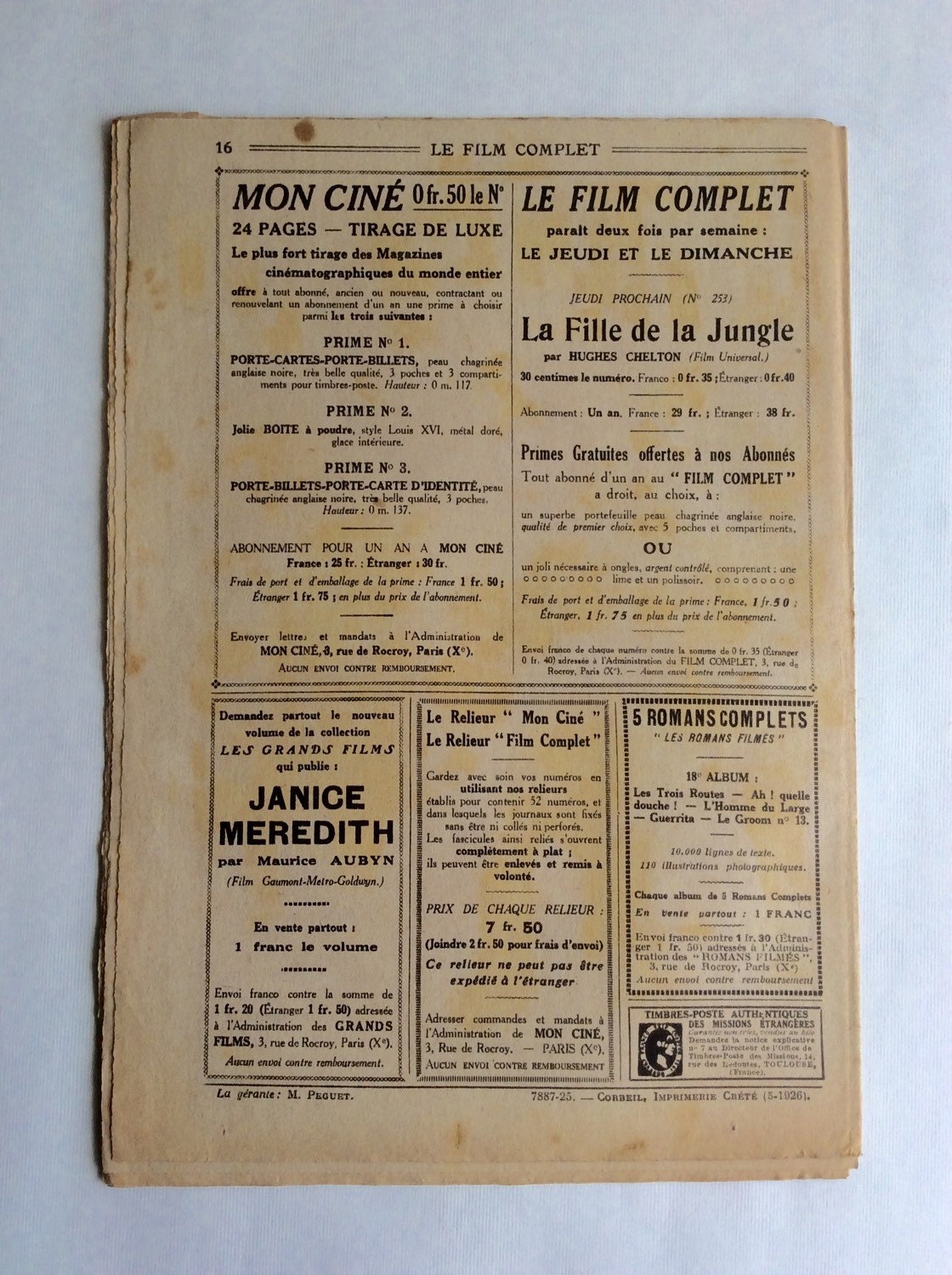 Antique French Film Magazine 1920s Le Film Complet Silent Film FIGHT - Etsy