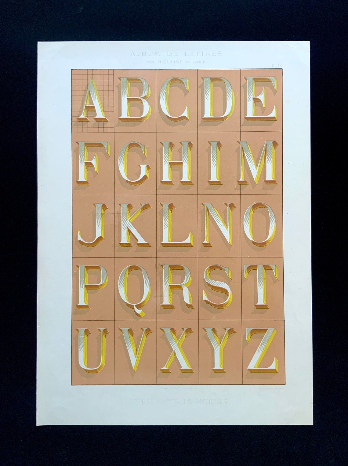 Rare 1900 TYPOGRAPHY ALPHABET Chromolithograph Antique Print - Etsy