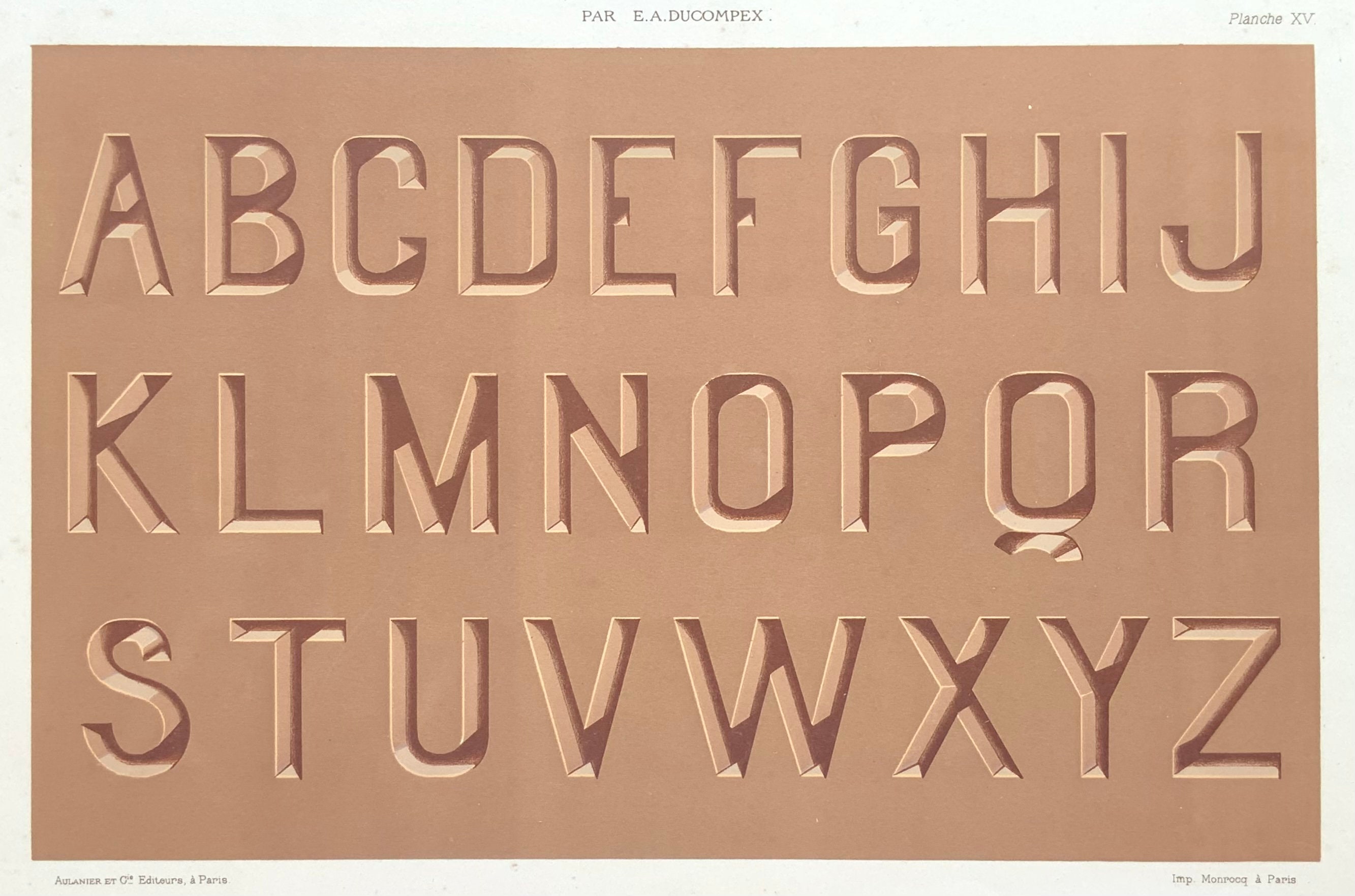 Rare 1885 TYPOGRAPHY ALPHABET Chromolithograph Antique Print Folio ...