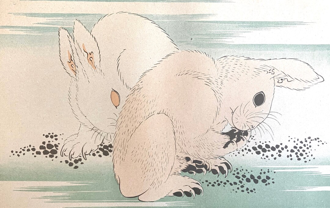 Artistic Japan HARES by HOKUSAI Lithograph 1889 Japonisme Japanese Art ...