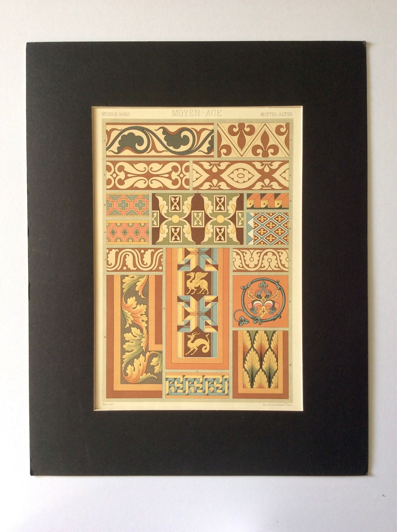 1885 L’ornement Polychrome Decorative Antique Chromolithograph Middle ...