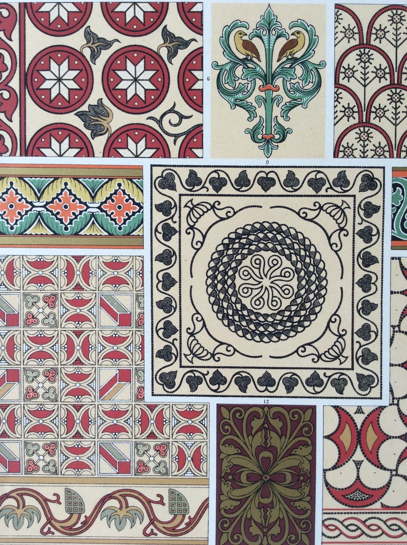 1885 L’ornement Polychrome Decorative Antique Chromolithograph Middle ...