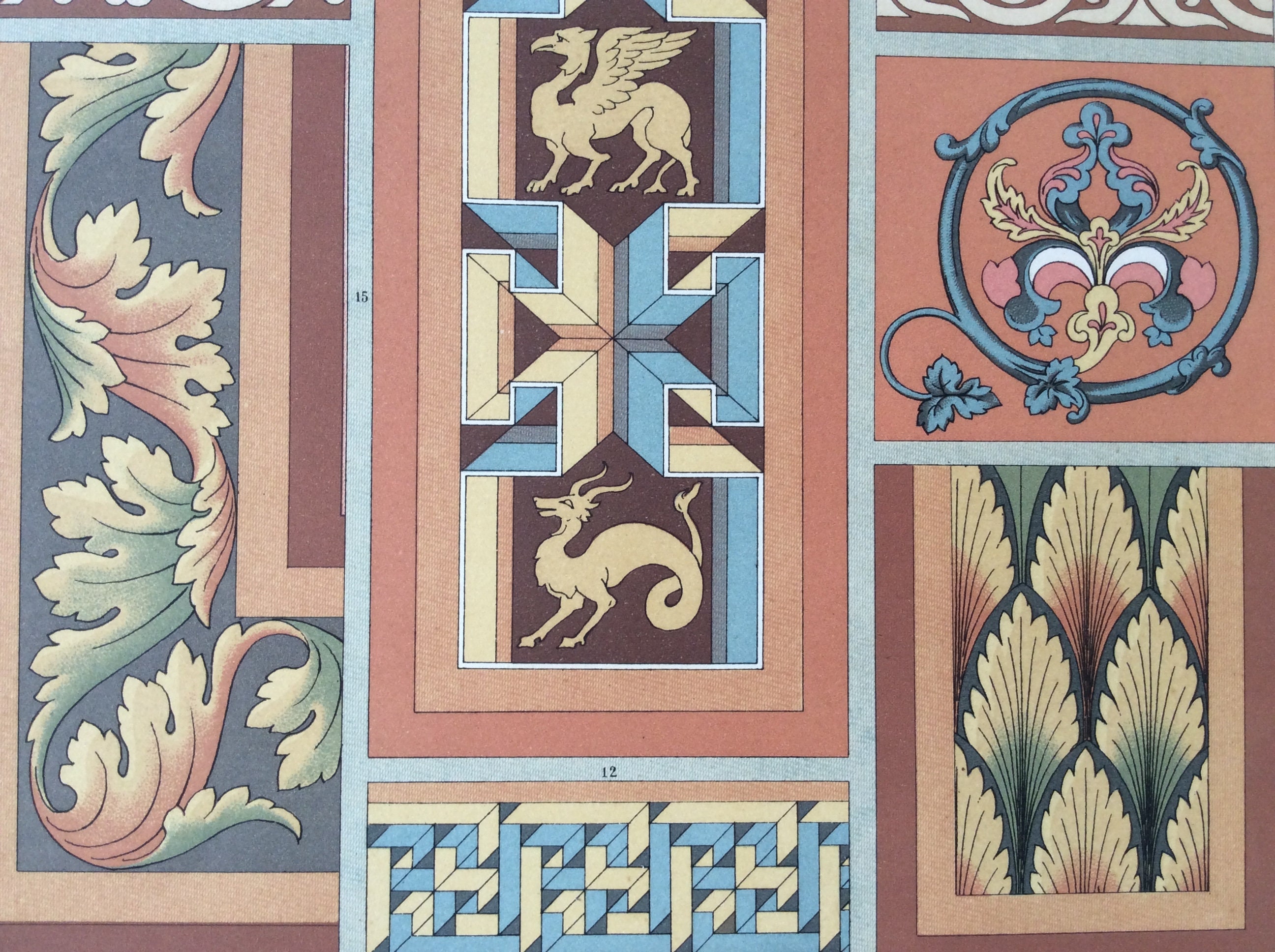 1885 L’ornement Polychrome Decorative Antique Chromolithograph Middle ...