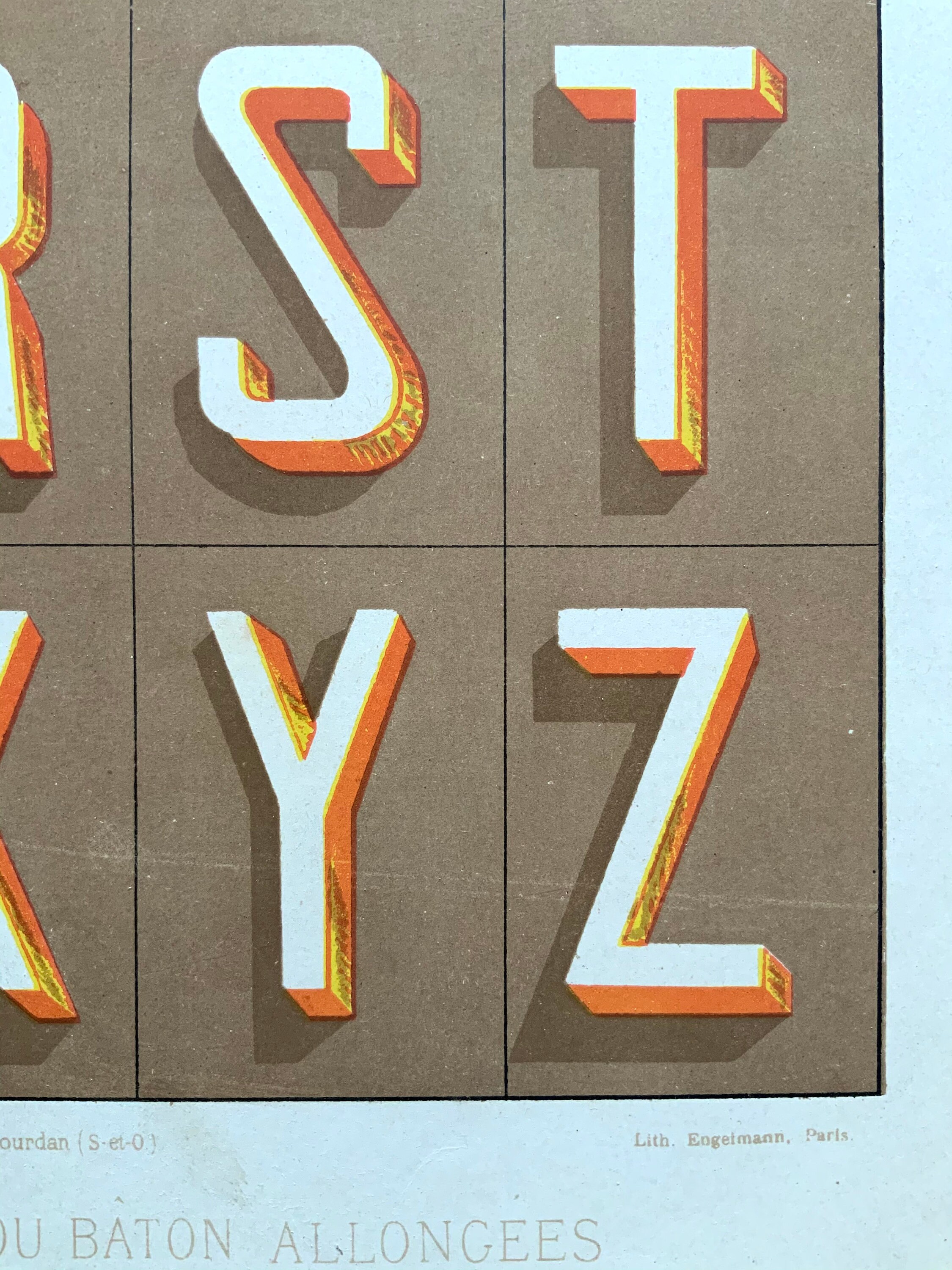 Rare 1900 TYPOGRAPHY ALPHABET Chromolithograph Antique Print - Etsy