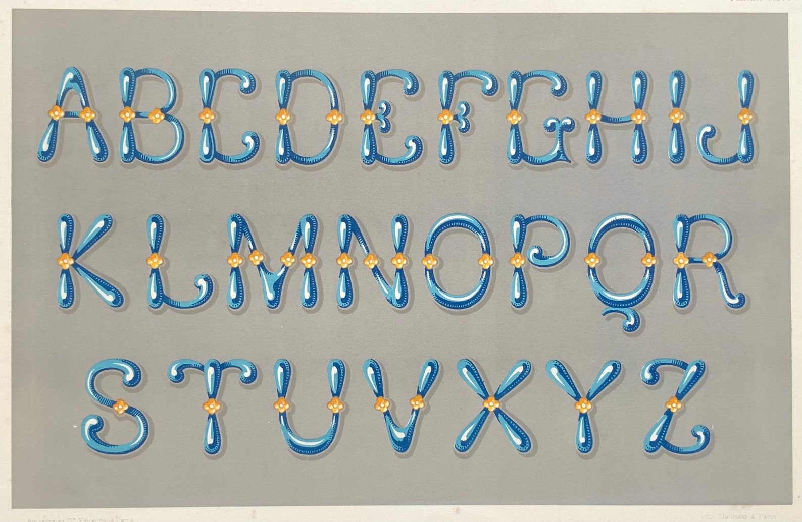 Rare 1885 TYPOGRAPHY ALPHABET Chromolithograph Antique Print Folio ...