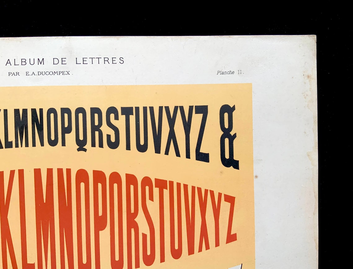Rare 1885 TYPOGRAPHY ALPHABET Chromolithograph Antique Print Folio ...