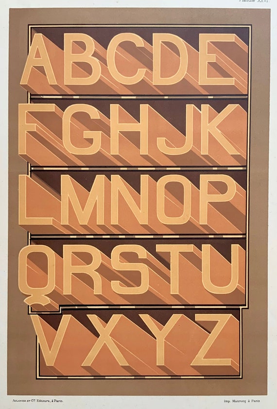 Rare 1885 TYPOGRAPHY ALPHABET Lithograph Antique Print Folio - Etsy