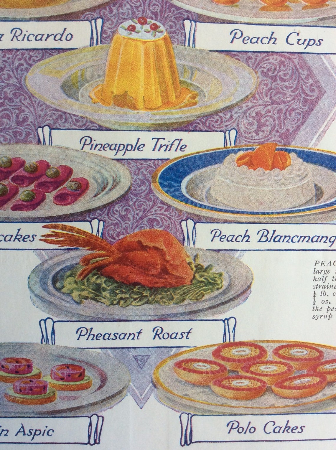 Vintage 1950s CAKE Bookplate Culinary Food Cookery Print | Etsy