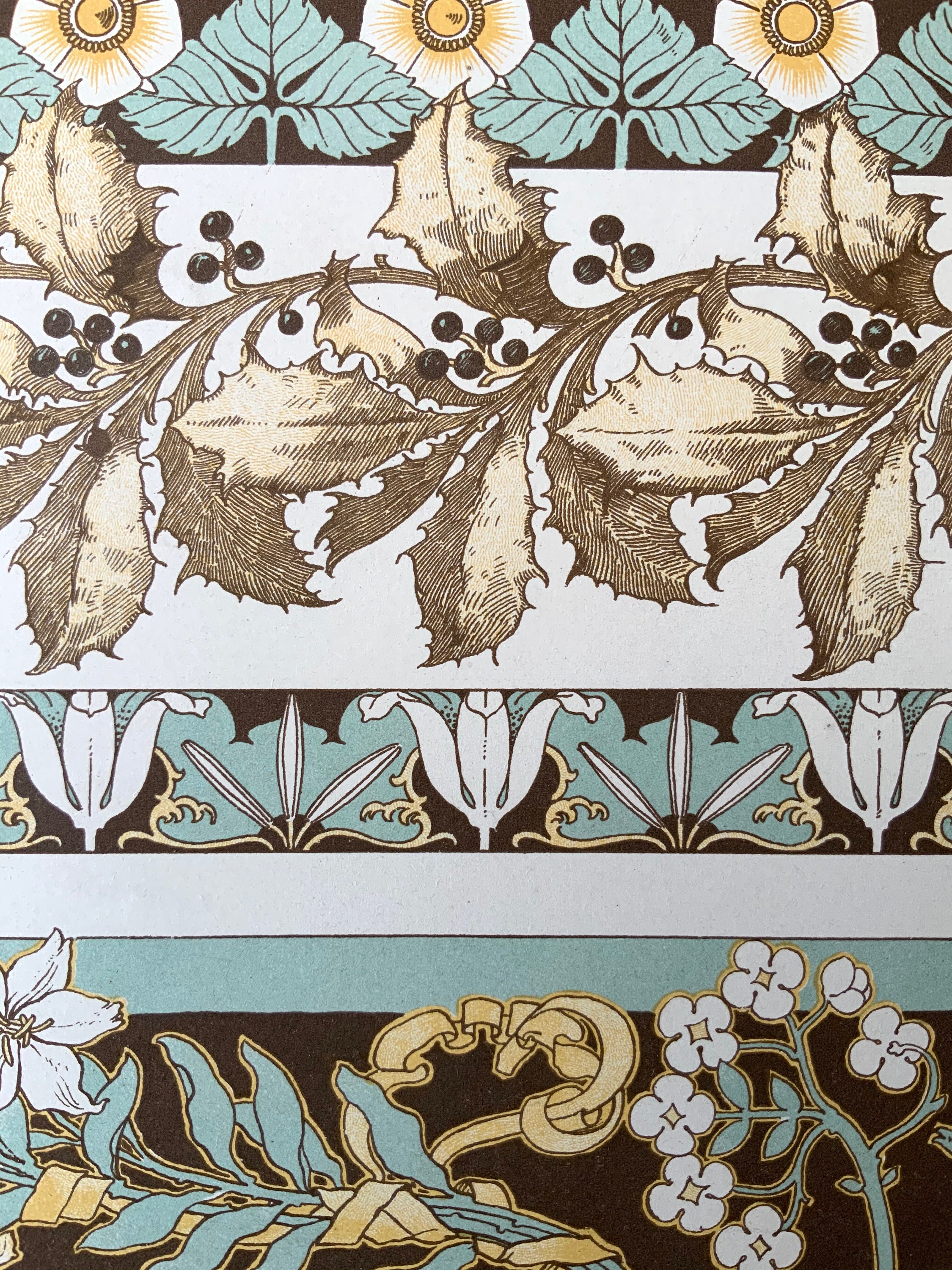 Antique Print 1890s Floral Lithograph Bookplate Ornamental Motif ART ...