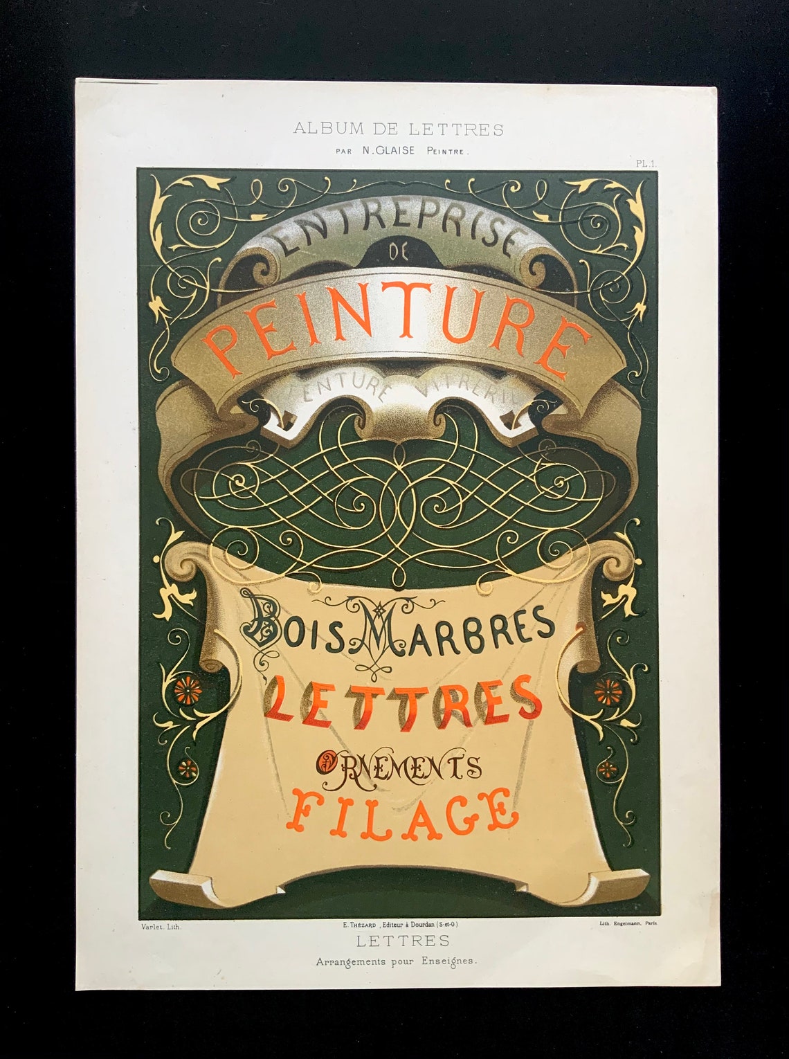 Rare 1900 TYPOGRAPHY ALPHABET Chromolithograph Antique Print | Etsy