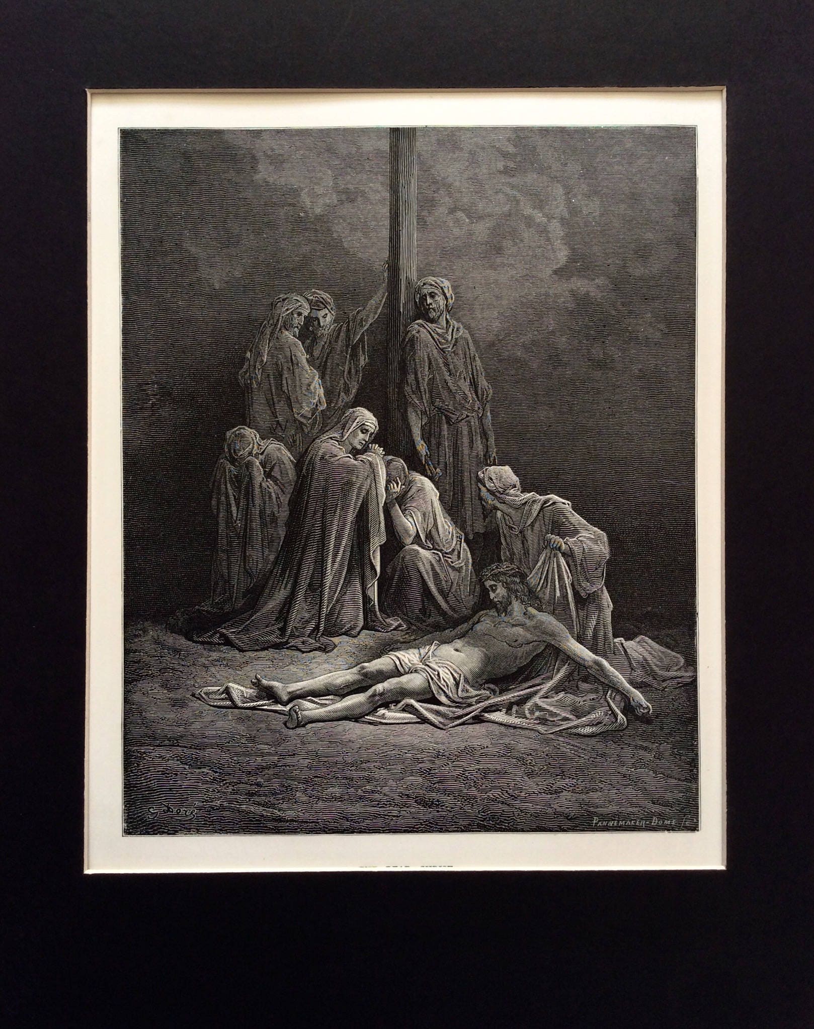 DEAD CHRIST JESUS 1870 Antique Engraving Gustave Doré Bible Crucifixion ...