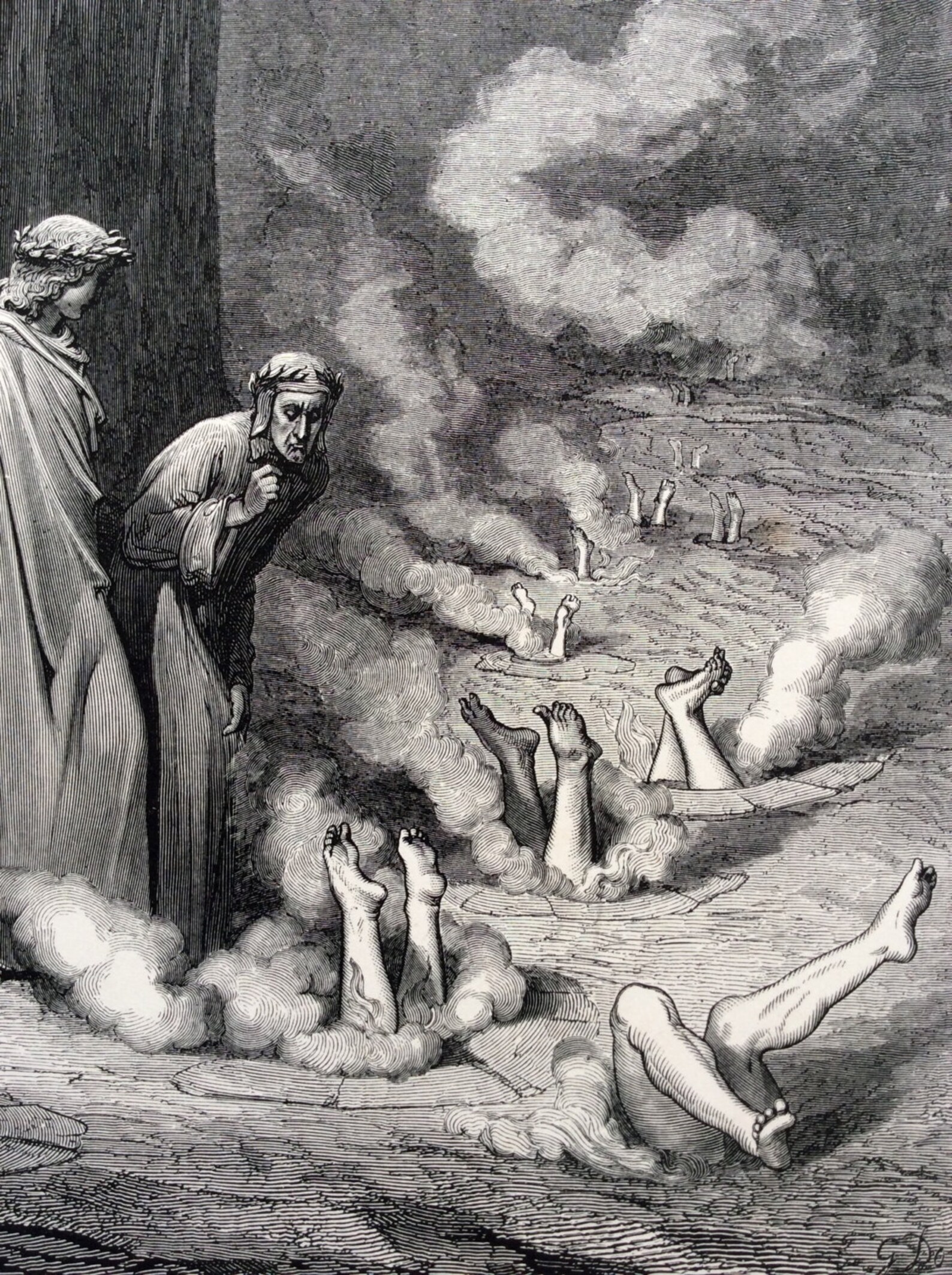 1870 DANTÉS INFERNO Antique HELL Engraving Gustave Doré 1st Edition ...