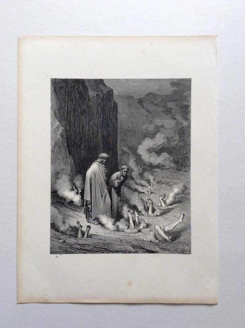 1870 DANTÉS INFERNO Antique HELL Engraving Gustave Doré 1st Edition ...