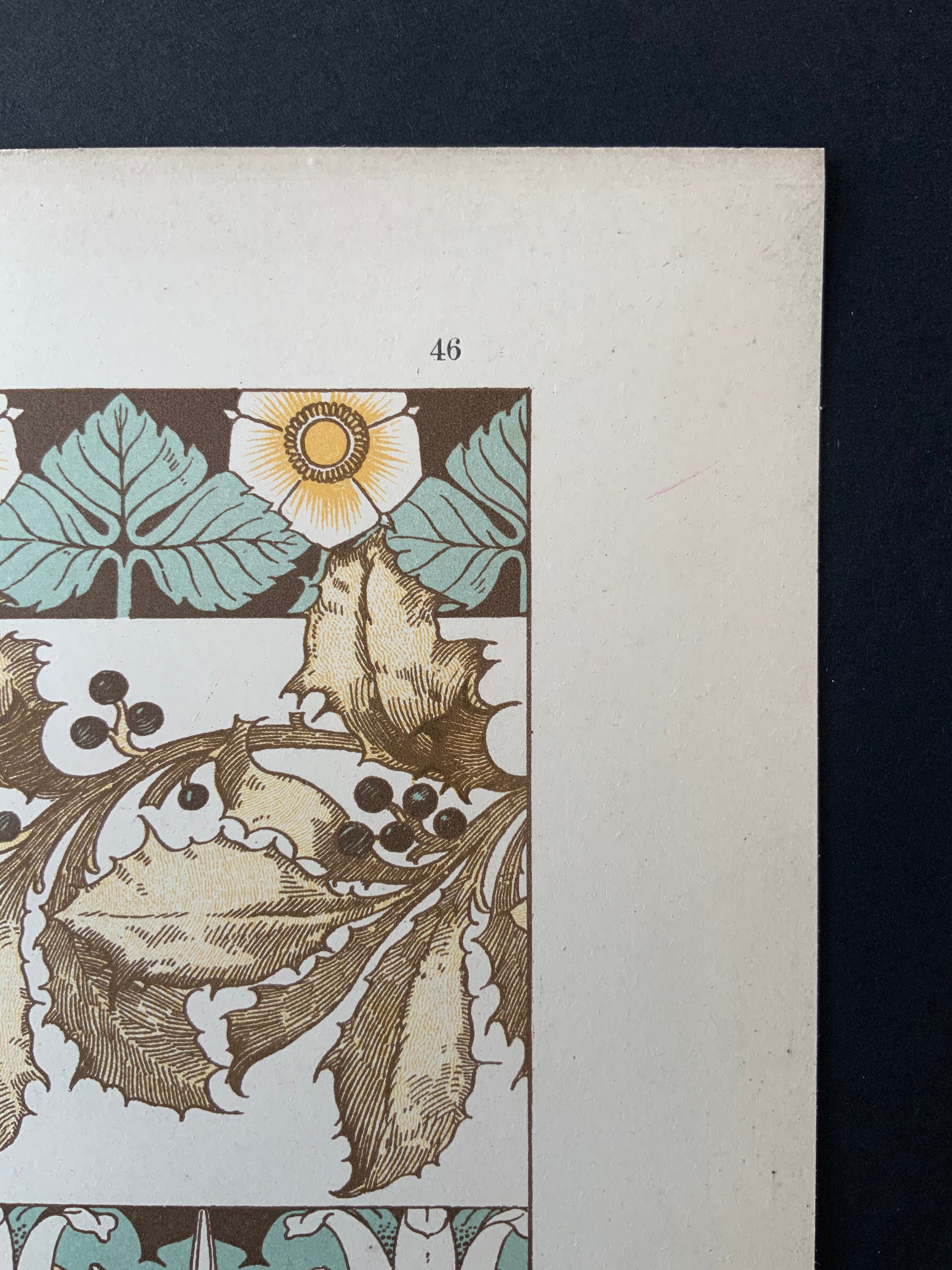 Antique Print 1890s Floral Lithograph Bookplate Ornamental Motif ART ...