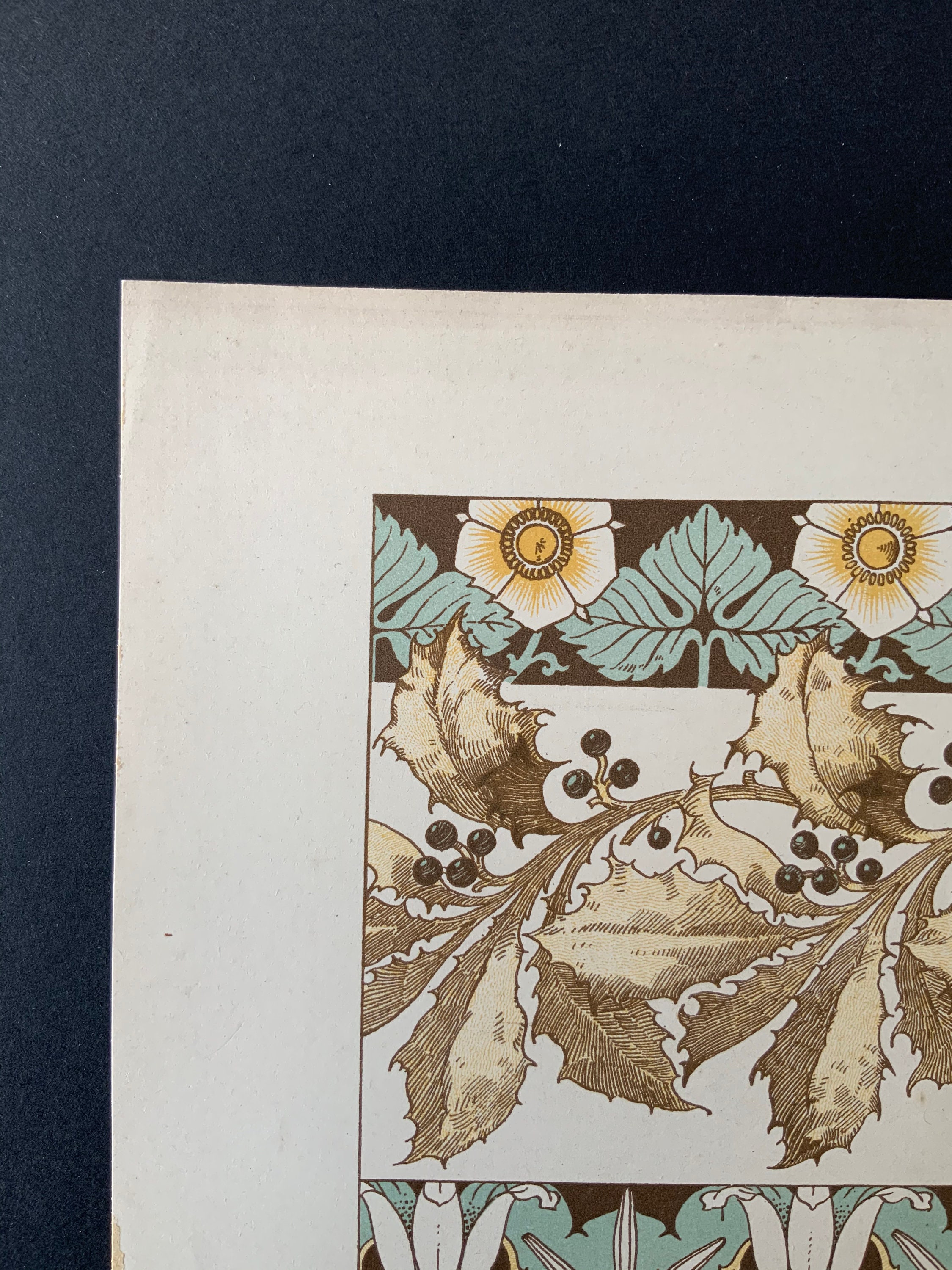 Antique Print 1890s Floral Lithograph Bookplate Ornamental Motif ART ...