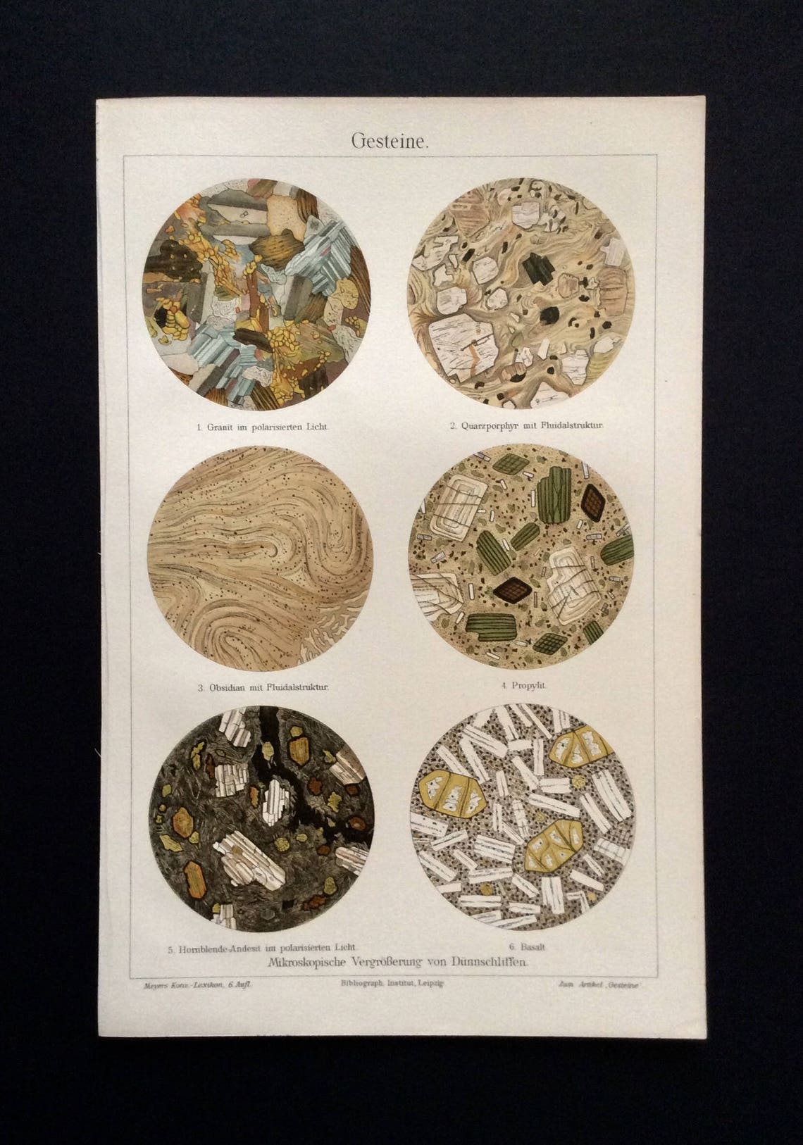 Antique 1890s German Print Minerals Rocks Crystals Microscope - Etsy