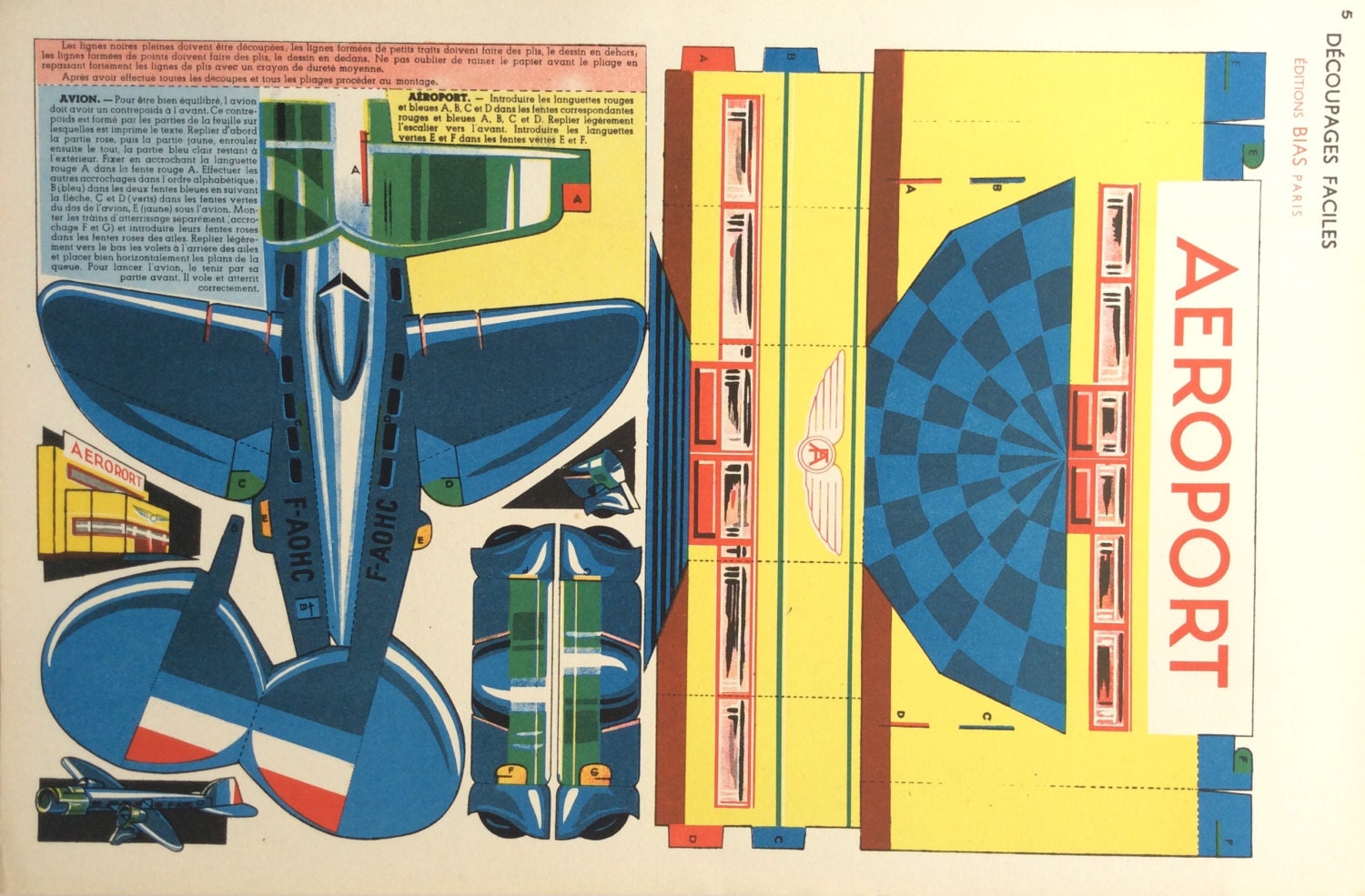 Vintage 1930s FRENCH CUT OUT Paper Model Airport Aeroport - Etsy
