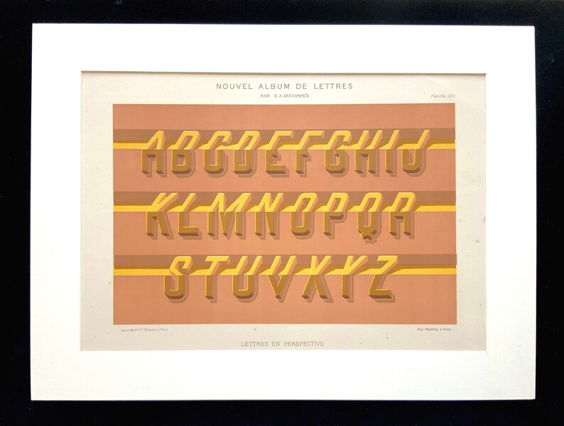 Rare 1885 TYPOGRAPHY ALPHABET Chromolithograph Antique Print Folio ...
