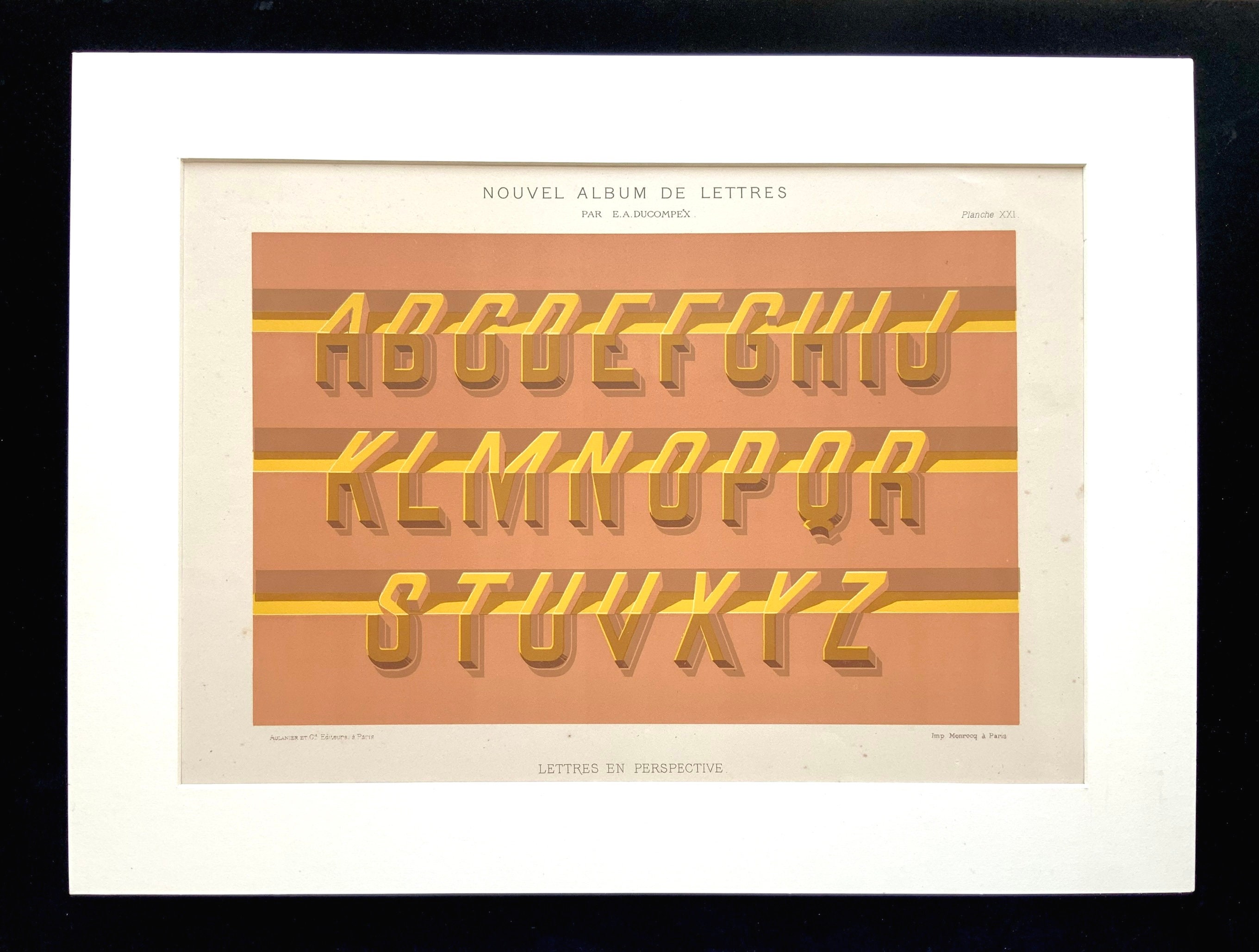 Rare 1885 TYPOGRAPHY ALPHABET Chromolithograph Antique Print Folio ...