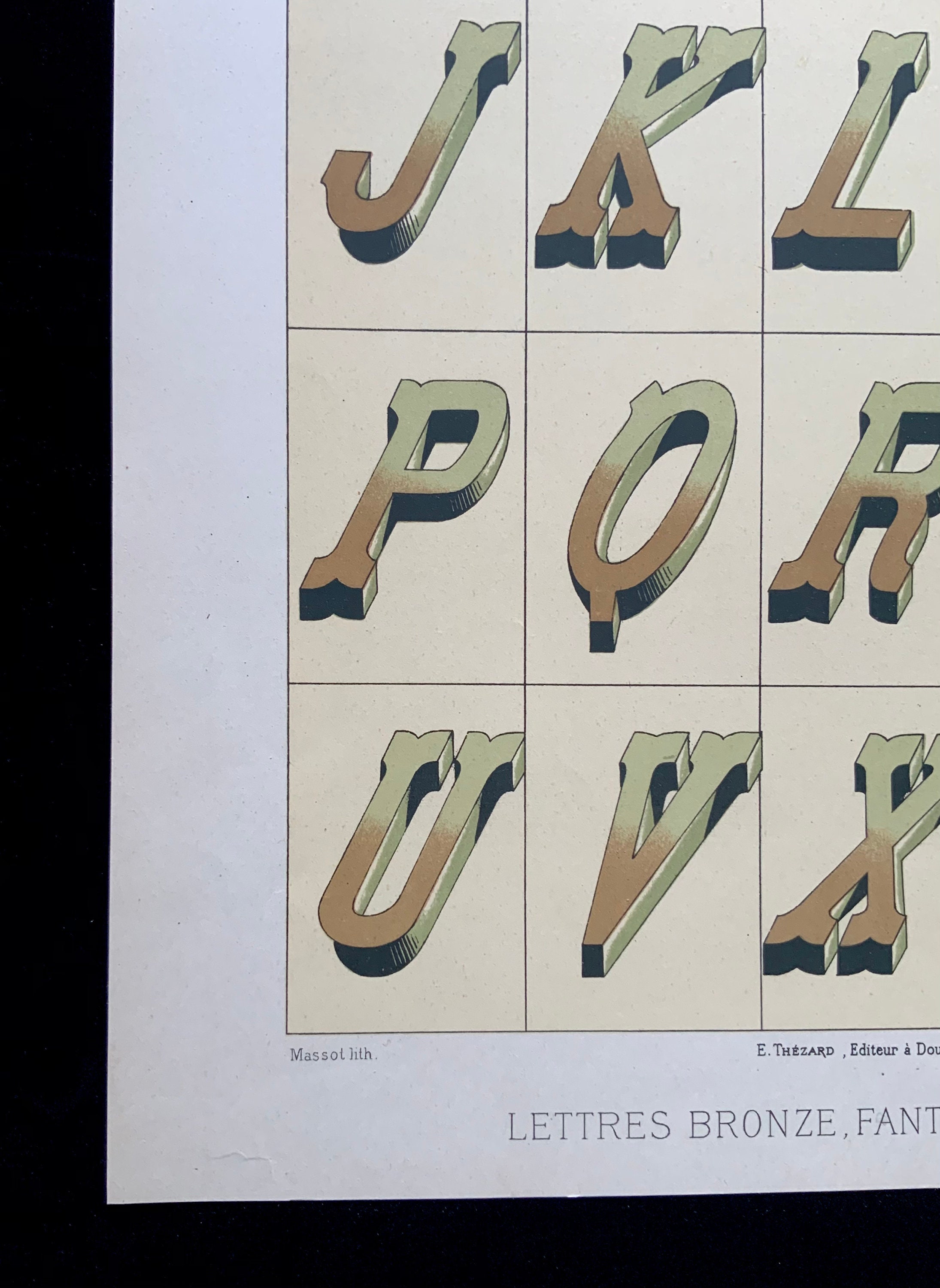 Rare 1900 TYPOGRAPHY ALPHABET Chromolithograph Antique Print Folio ...