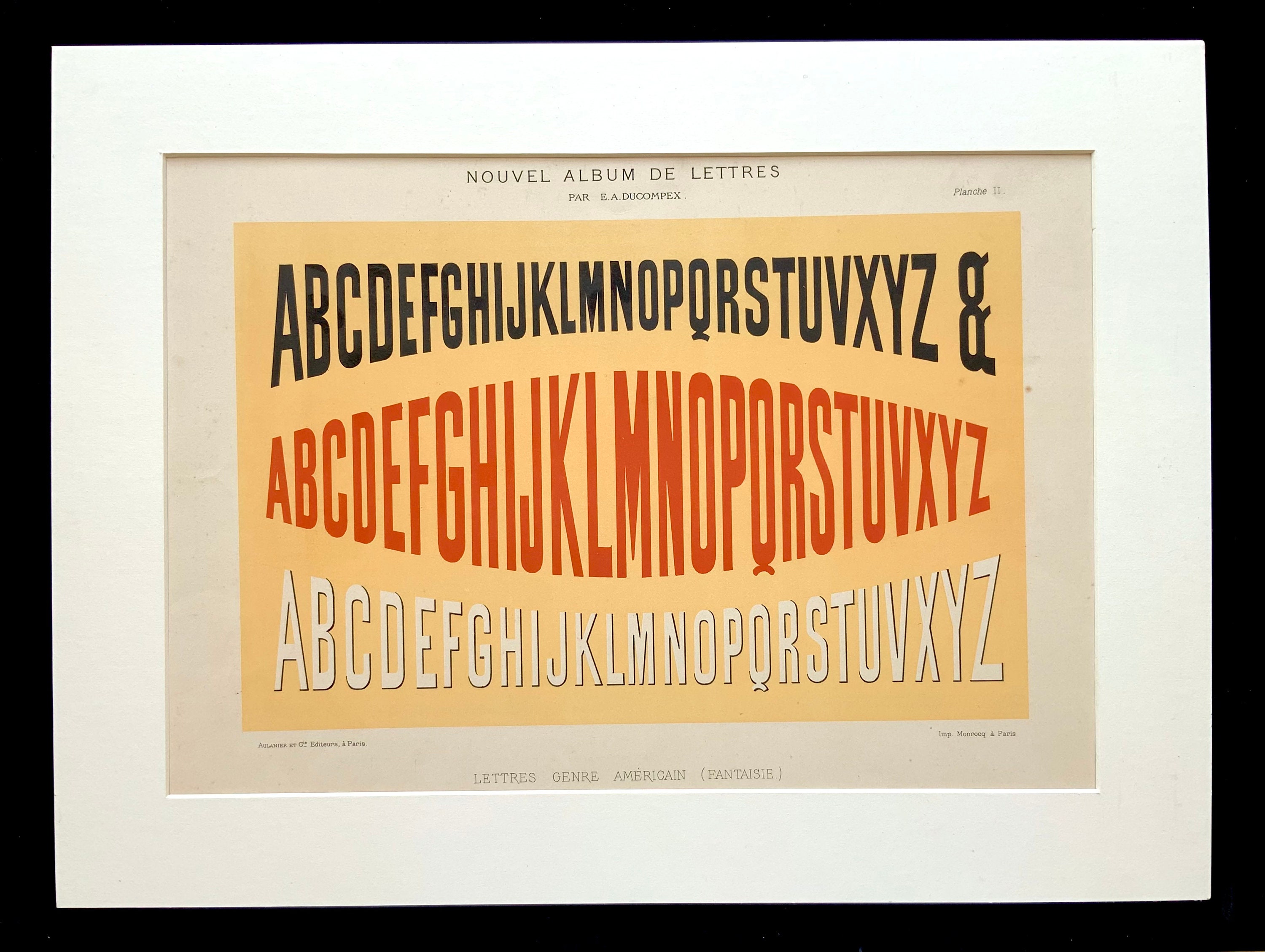 Rare 1885 TYPOGRAPHY ALPHABET Chromolithograph Antique Print Folio ...