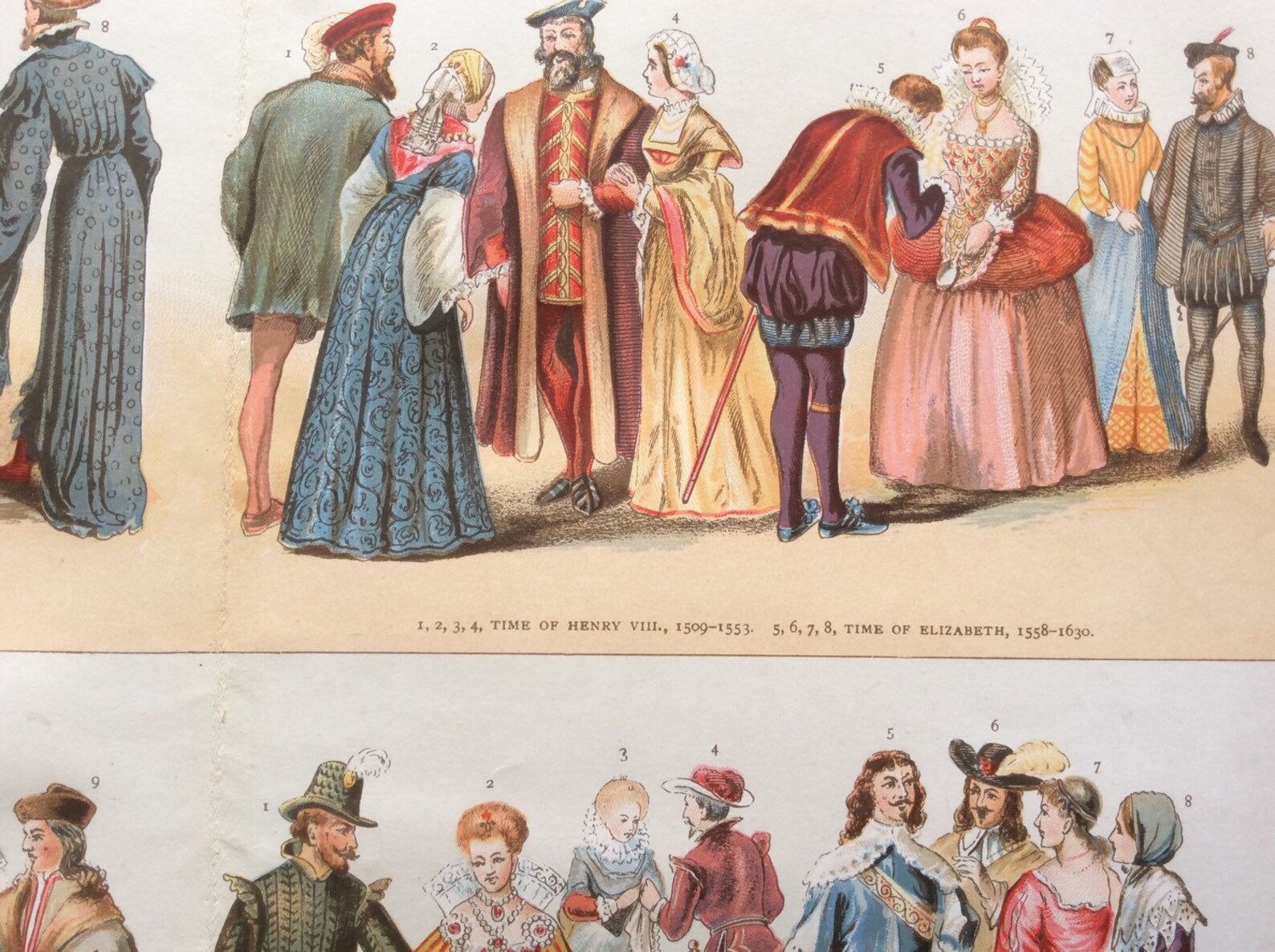Antique Print Chromolithograph 1890 COSTUME FASHION Rare Bookplate ...